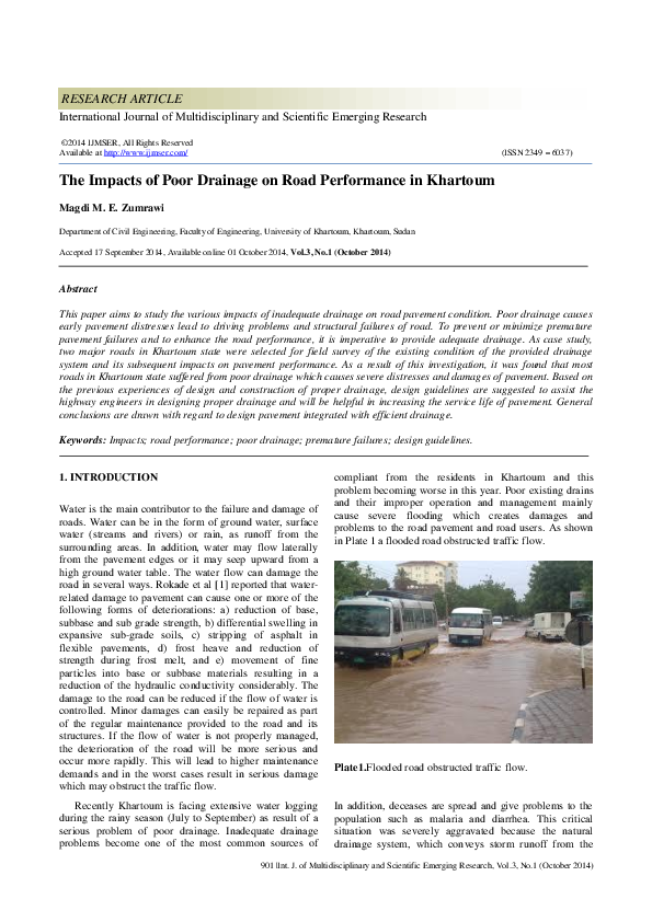 (PDF) THE EFFECTS OF POOR DRAINAGE SYSTEM ON ROAD PAVEMENT: A REVIEW ...