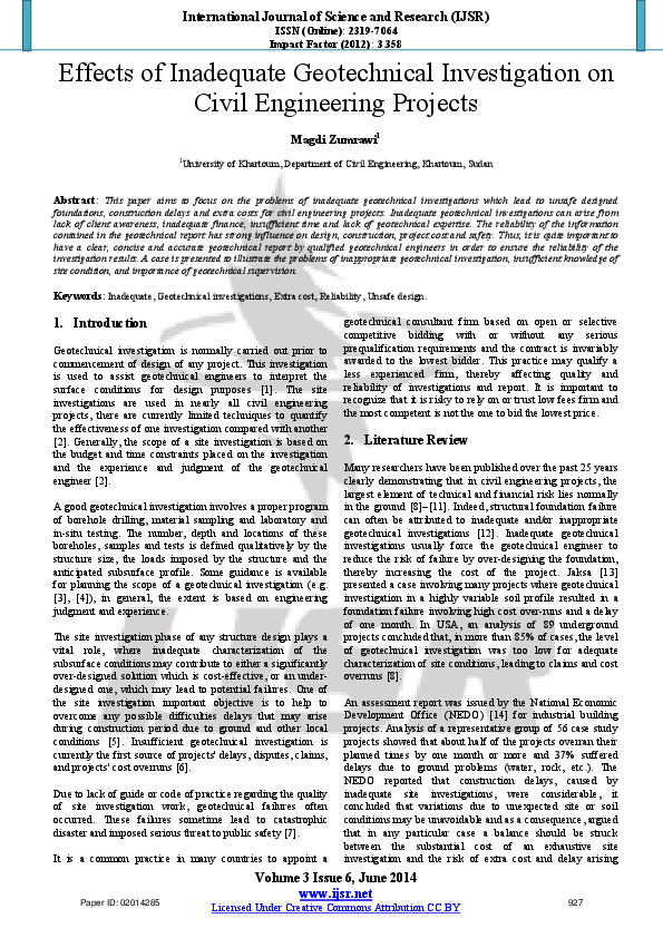 (PDF) Effects of Inadequate Geotechnical Investigation on Civil ...