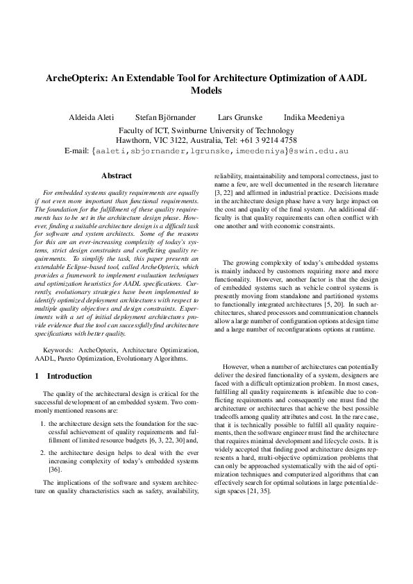 (PDF) ArcheOpterix: An extendable tool for architecture optimization of AADL models