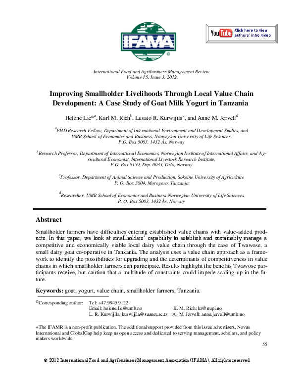 (PDF) Improving Smallholder Livelihoods Through Local Value Chain
