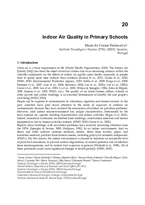(PDF) Indoor Air Quality in Primary Schools