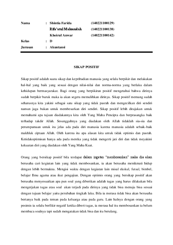 (DOC) SIKAP POSITIF