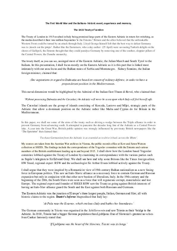 (DOC) Treaty of London 1915