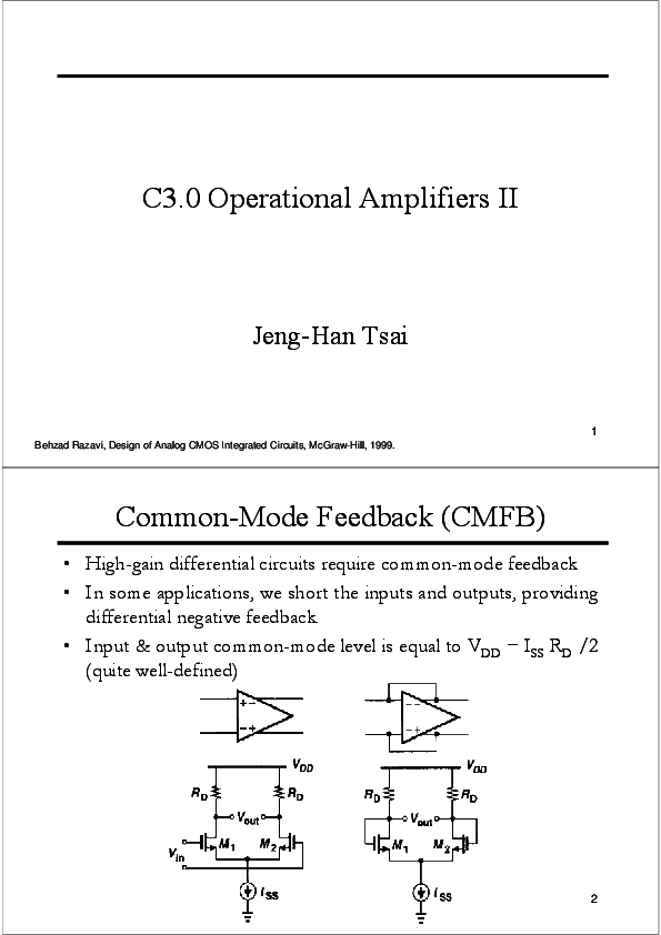 (PDF) C3.0 Operational Amplifiers II Common-Mode Feedback (CMFB