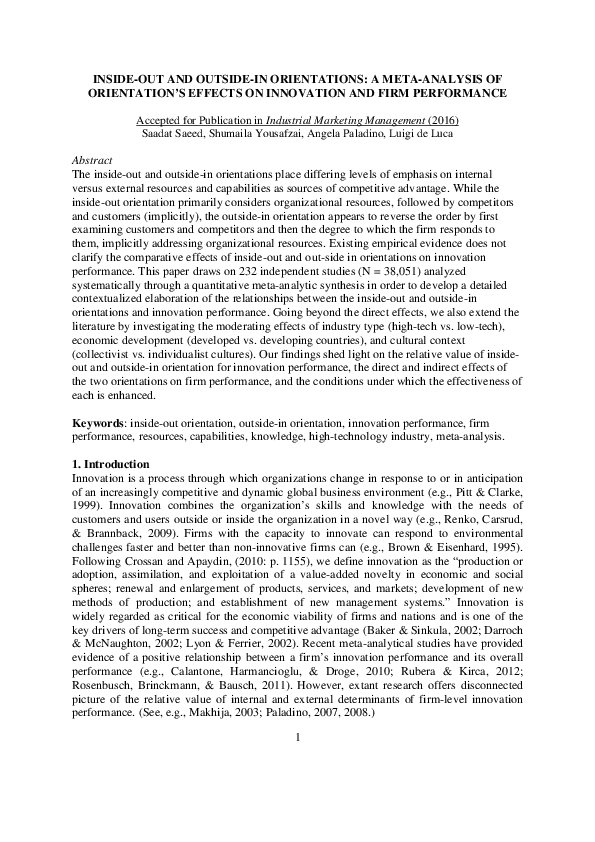 (PDF) INSIDE-OUT AND OUTSIDE-IN ORIENTATIONS: A META-ANALYSIS OF