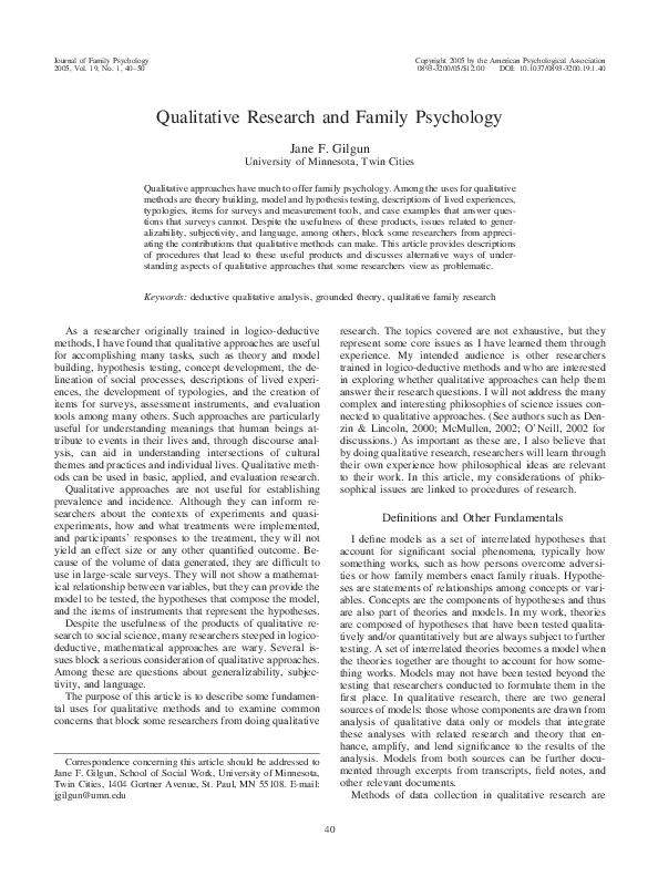 (PDF) Qualitative Research and Family Psychology