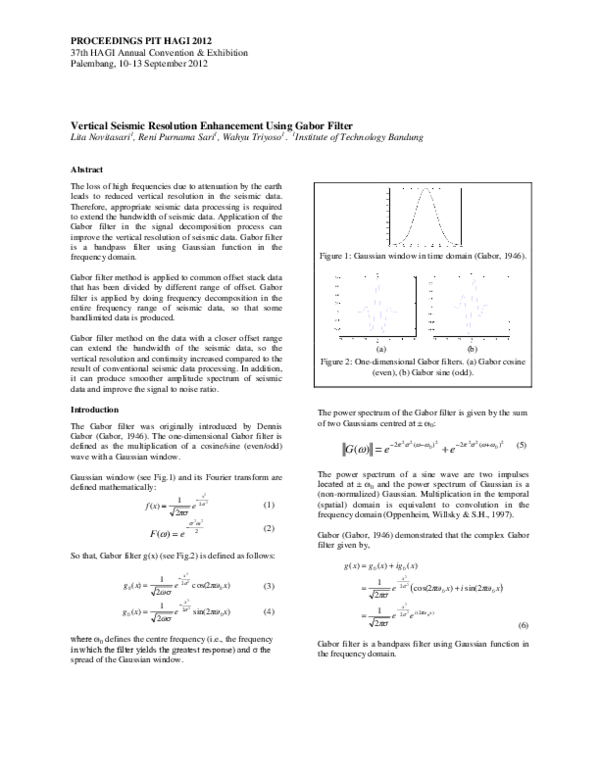 (PDF) Vertical seismic resolution enhancement using gabor filter