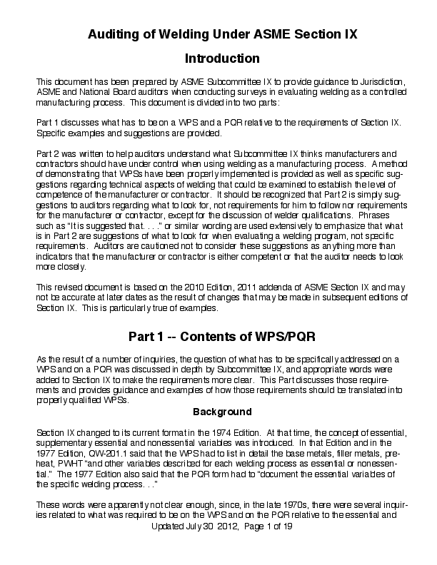 (PDF) Auditing of Welding Under ASME Section IX