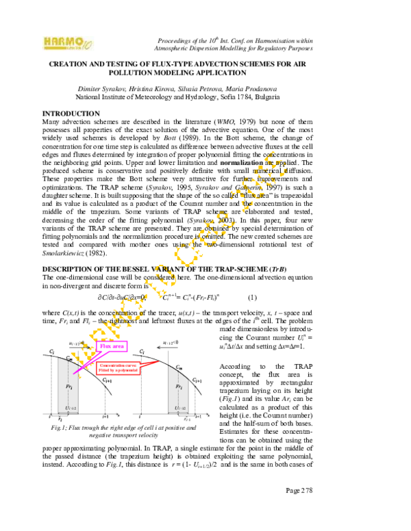 Pdf Creation And Testing Of Flux Type Advection Schemes For Air Pollution Modeling Application