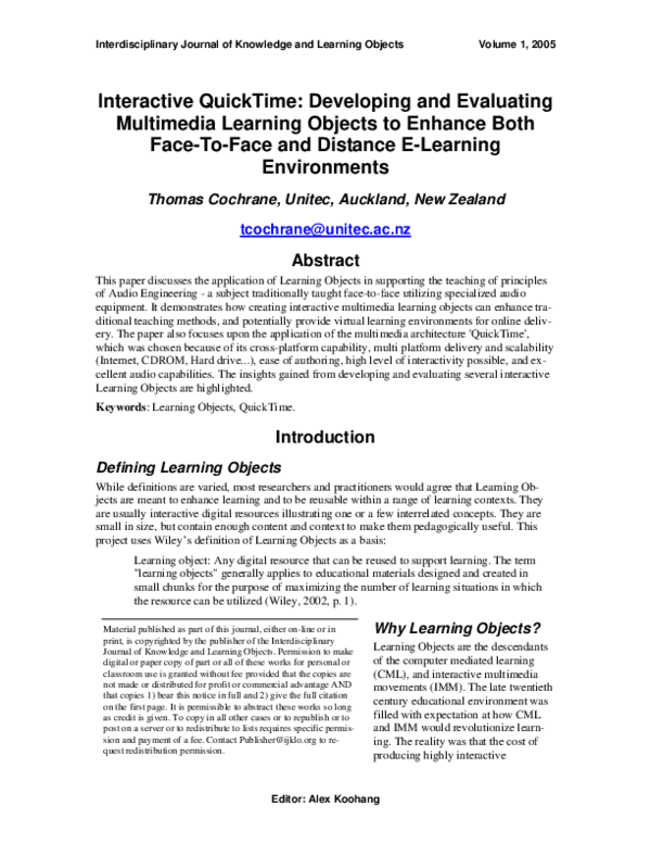 (PDF) Interactive QuickTime: Developing and evaluating multimedia ...