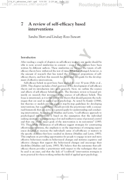 (PDF) A review of self-efficacy based interventions