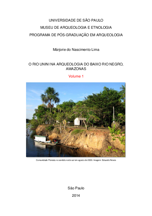 (PDF) Lima, M. 2014. O Rio Unini na Arqueologia do Baixo Rio Negro ...