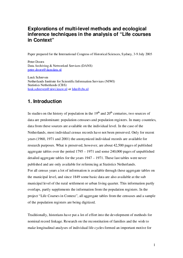 Pdf Explorations Of Multi Level Methods And Ecological Inference Techniques In The Analysis Of