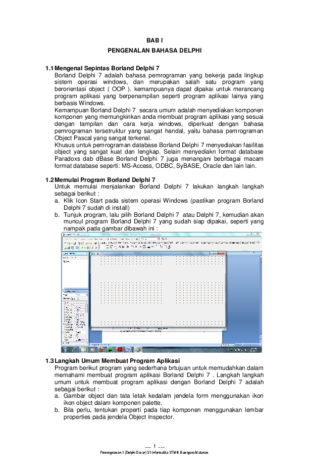 (PDF) PENGENALAN BAHASA DELPHI