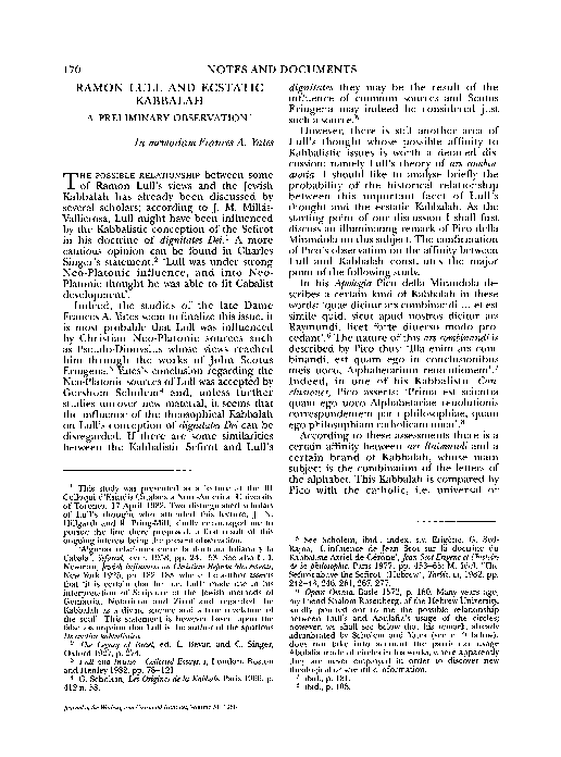 (PDF) Ramon Lull and Ecstatic Kabbalah