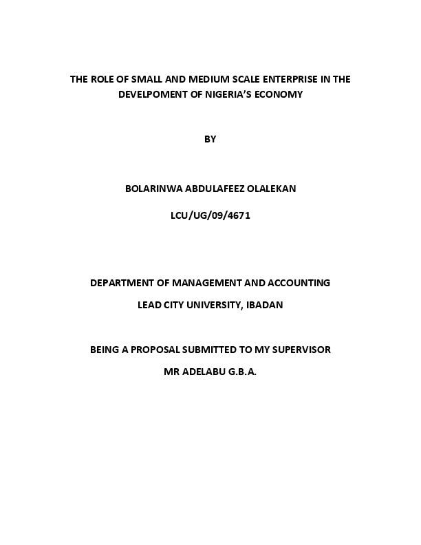 (DOC) The impact of small and medium scale enterprises on the development of Nigeria's economy