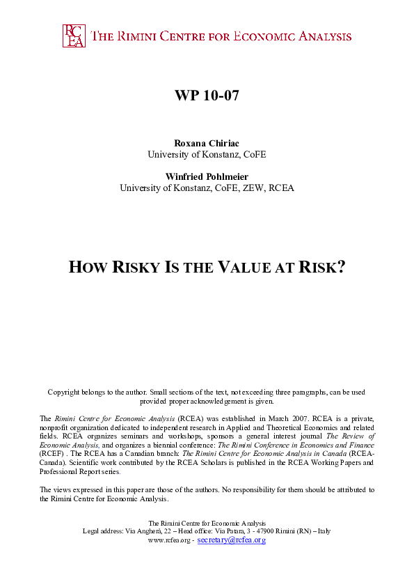 (PDF) How Risky Is the Value at Risk