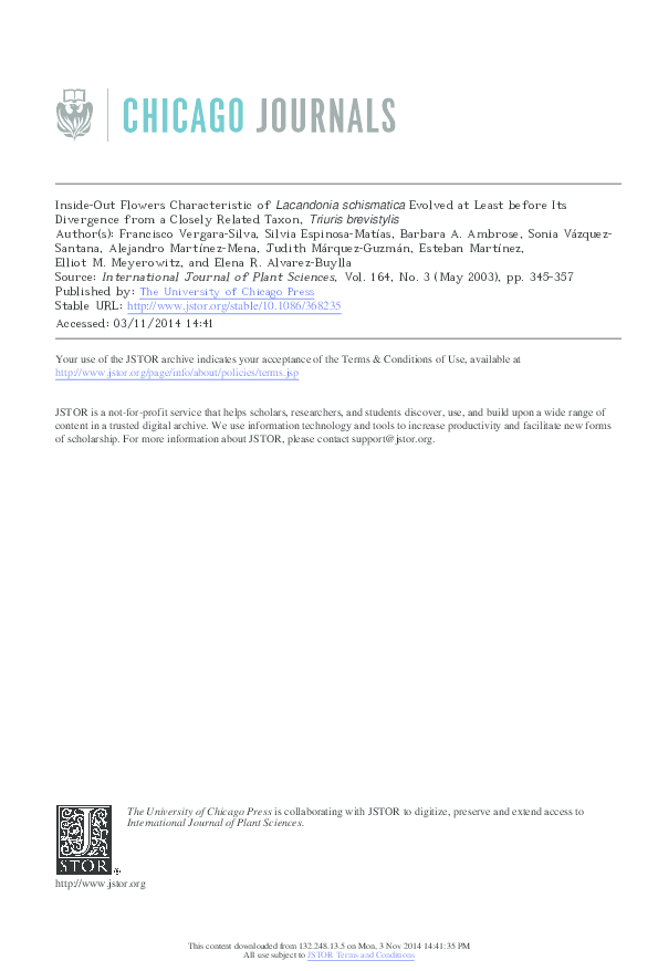 (PDF) Inside‐Out Flowers Characteristic of Lacandonia schismatica ...