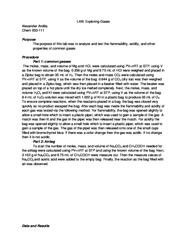 (DOC) LAB: Exploring Gases