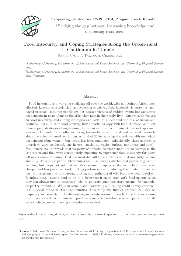 (PDF) POSTER - Food Insecurity and Coping Strategies Along the Urban ...