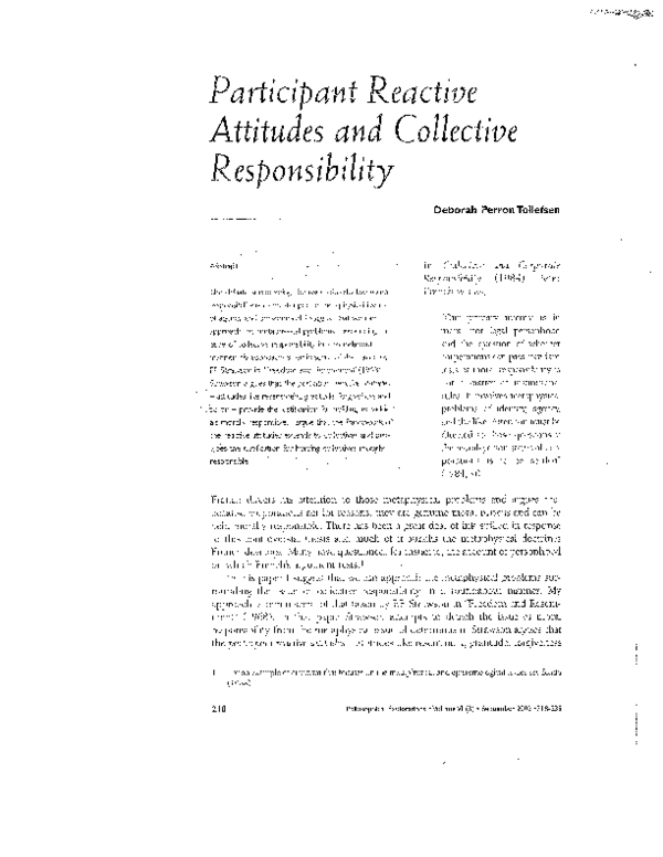 (PDF) Participant Reactive Attitudes and Collective Responsibility