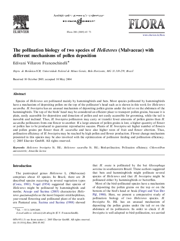 The pollination biology of two species of (Malvaceae) with different ...