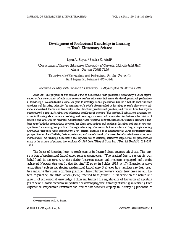 (PDF) Development of professional knowledge in learning to teach ...