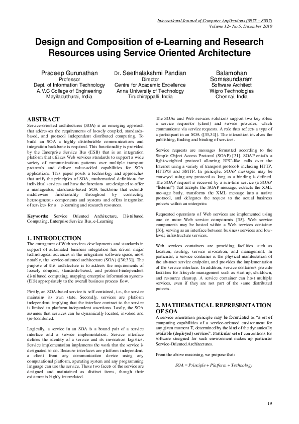 Pdf Design And Composition Of E Learning And Research Resources Using Service Oriented