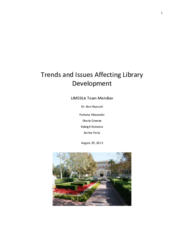 (PDF) USC LIM591A Trends and Issues Affecting Library Development