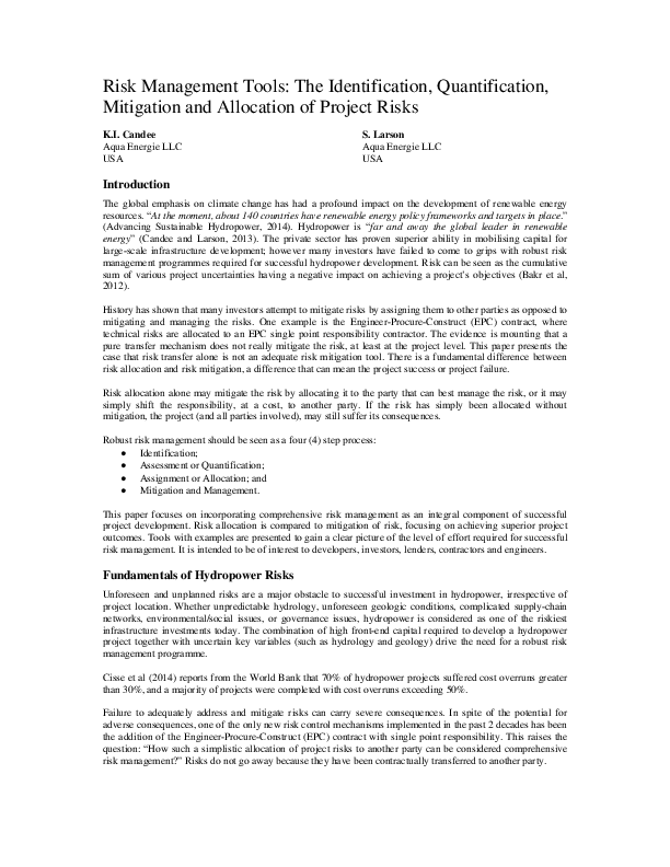 (PDF) Risk Management Tools: The Identification, Quantification ...