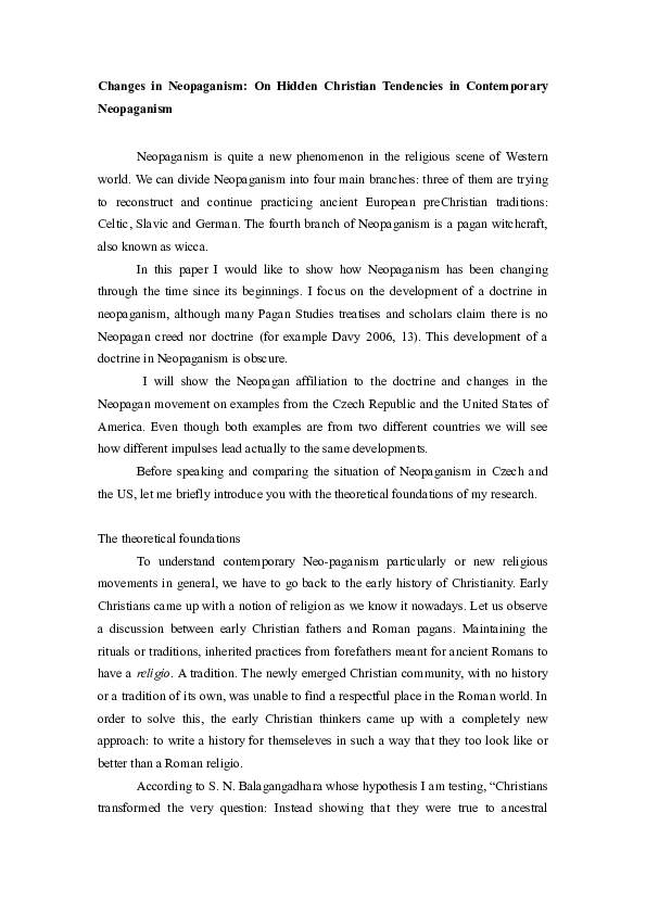 (DOC) Changes in Neopaganism: On Hidden Christian Tendencies in ...