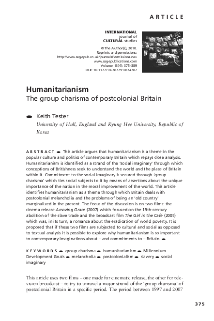 (PDF) Humanitarianism: The Group Charisma of Postcolonial Britain
