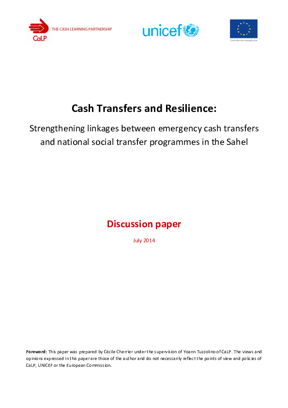 (PDF) Cash Transfers and Resilience: Strengthening linkages between ...
