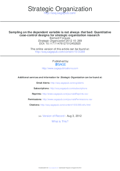 Pdf Sampling On The Dependent Variable Is Not Always That Bad Quantitative Case Control