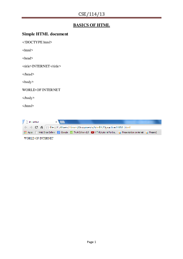 Doc Basics Of Html Simple Html Document