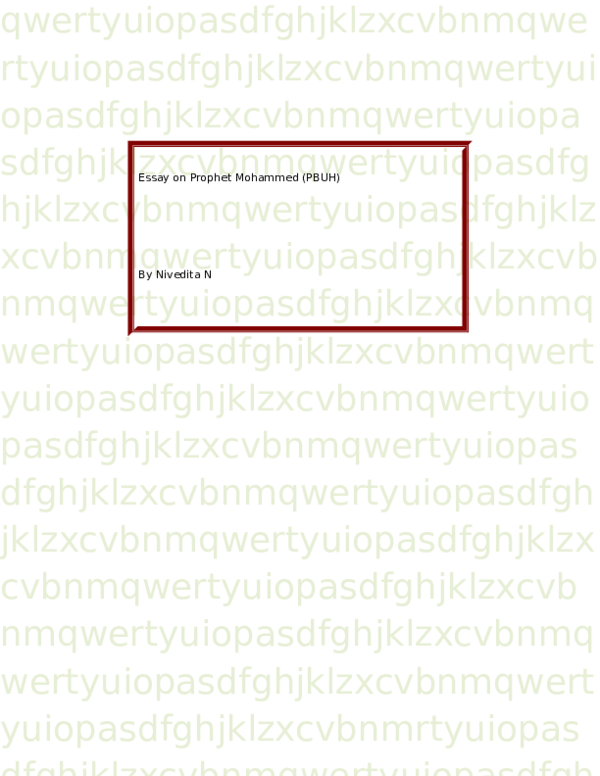 (DOC) Prophet Mohammed (PBUH) - a light on his personal life and teachings