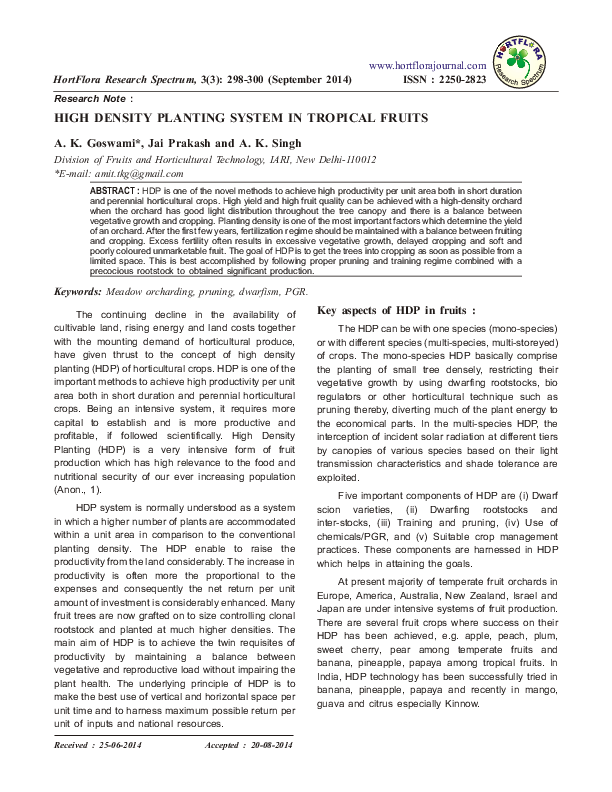 (PDF) High Density Planting System in Tropical Fruits
