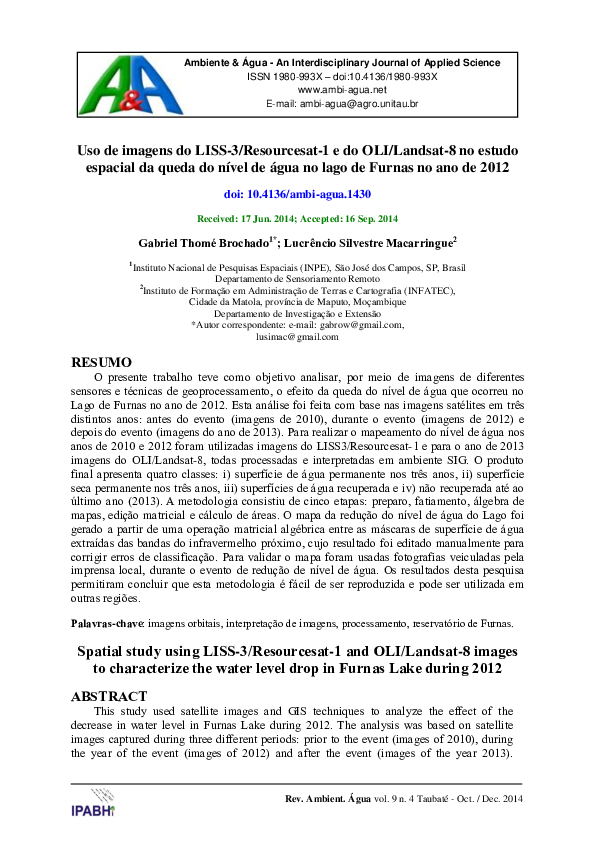 (PDF) Spatial study using LISS-3/Resourcesat-1 and OLI/Landsat-8 images ...