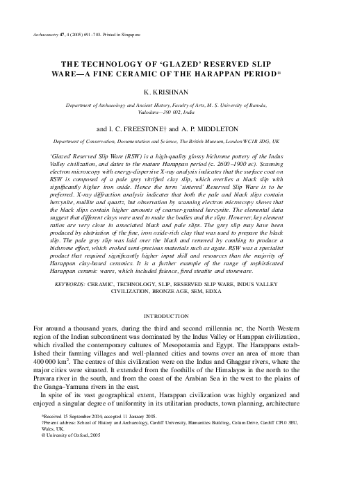 (PDF) Technology of "Glazed" Reserved Slip Ware (with K Krishnan, A ...