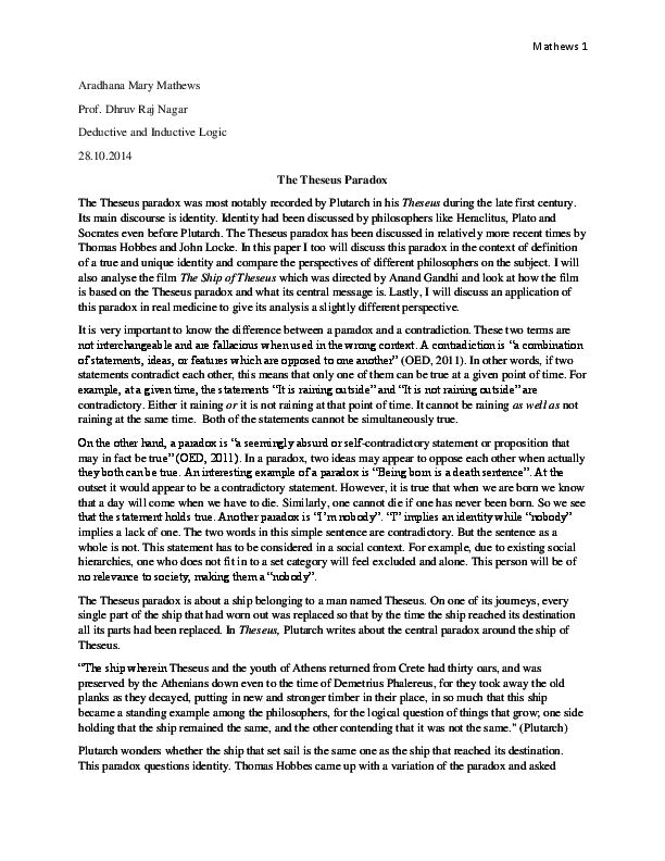 (DOC) The Theseus Paradox