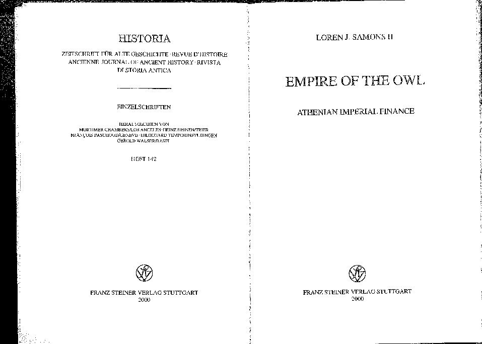 (PDF) Empire of the Owl: Athenian Imperial Finance