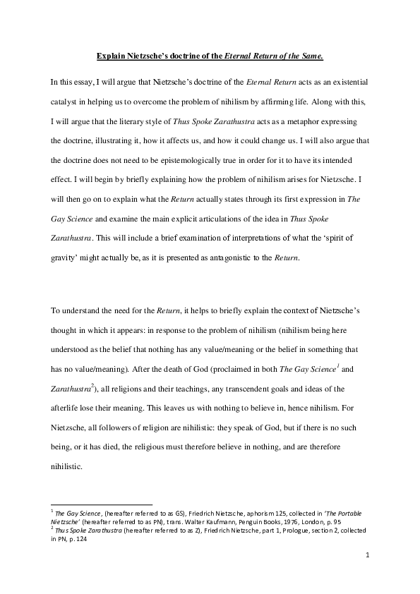 (DOC) Nietzsche and the Eternal Return
