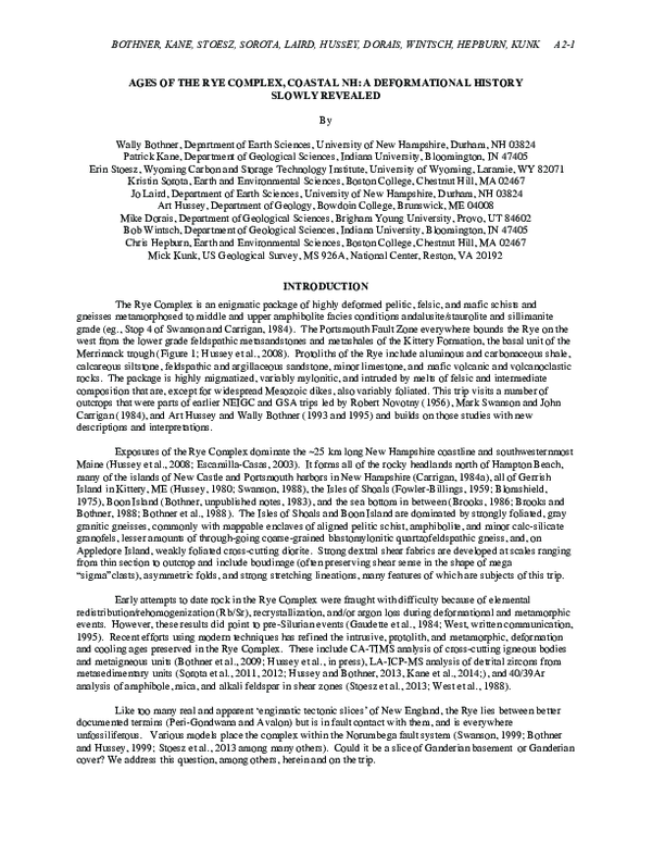 (PDF) Ages of the Rye Complex, Coastal NH: A Deformational History ...