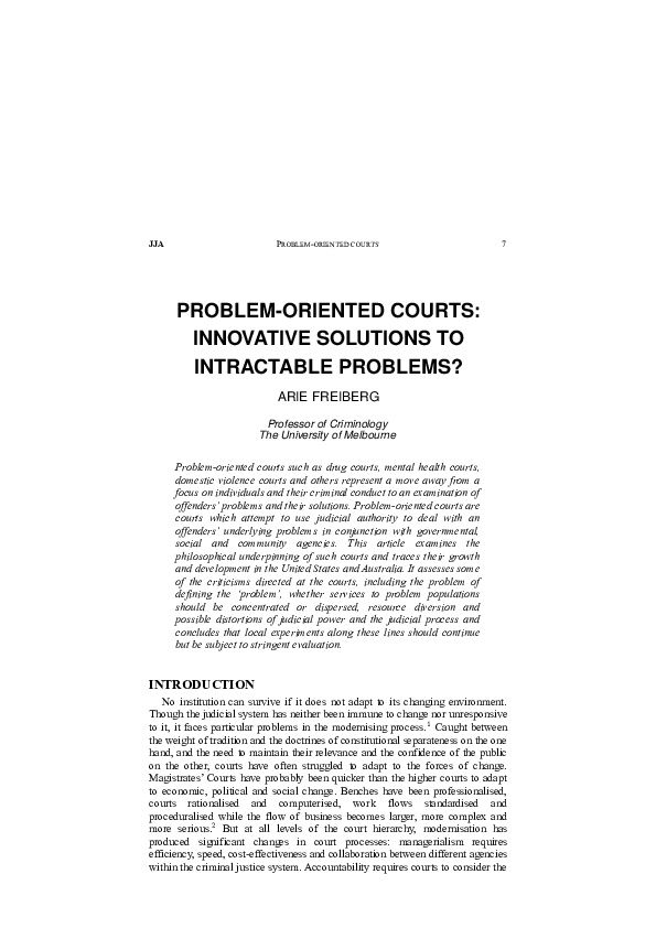 (DOC) Problem-oriented courts: Innovative solutions to intractable ...