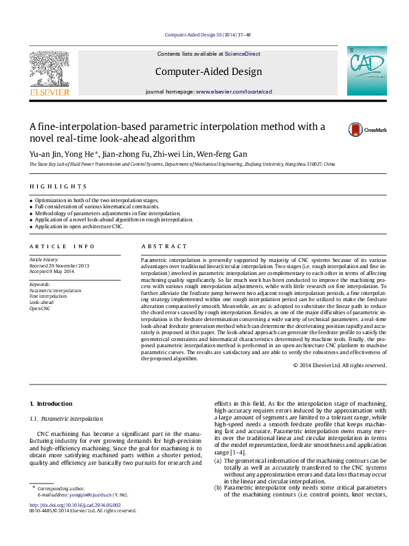 Pdf Computer Aided Design A Fine Interpolation Based Parametric Interpolation Method With A
