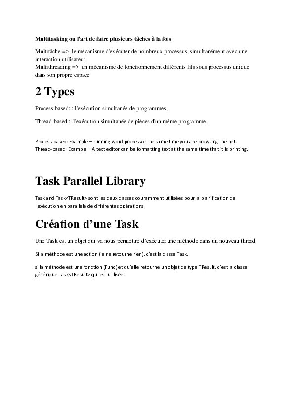 (DOC) Multitasking Task Parallel Library