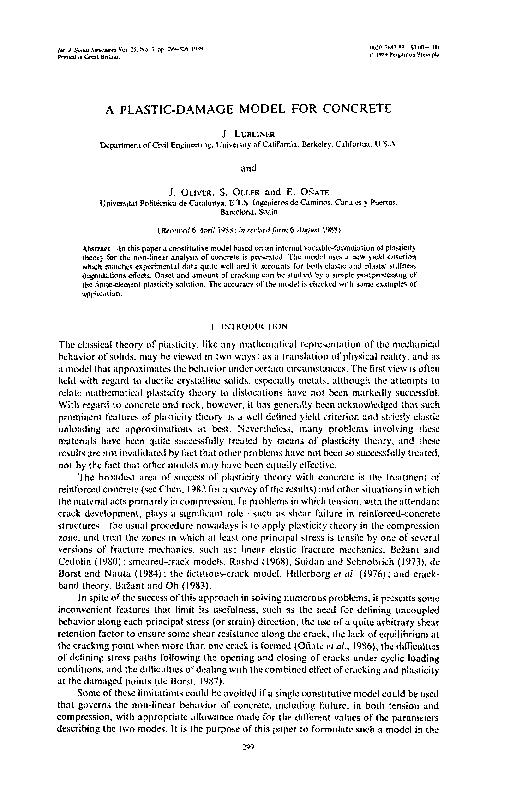 A PLASTIC-DAMAGE MODEL FOR CONCRETE