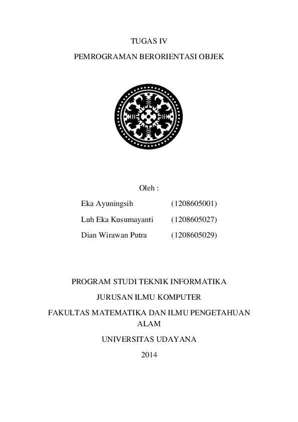 (DOC) TUGAS IV PEMROGRAMAN BERORIENTASI OBJEK