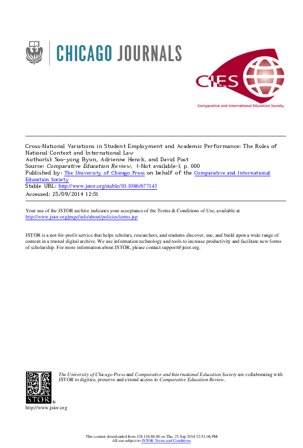 (PDF) Cross-national variations in student employment and academic ...