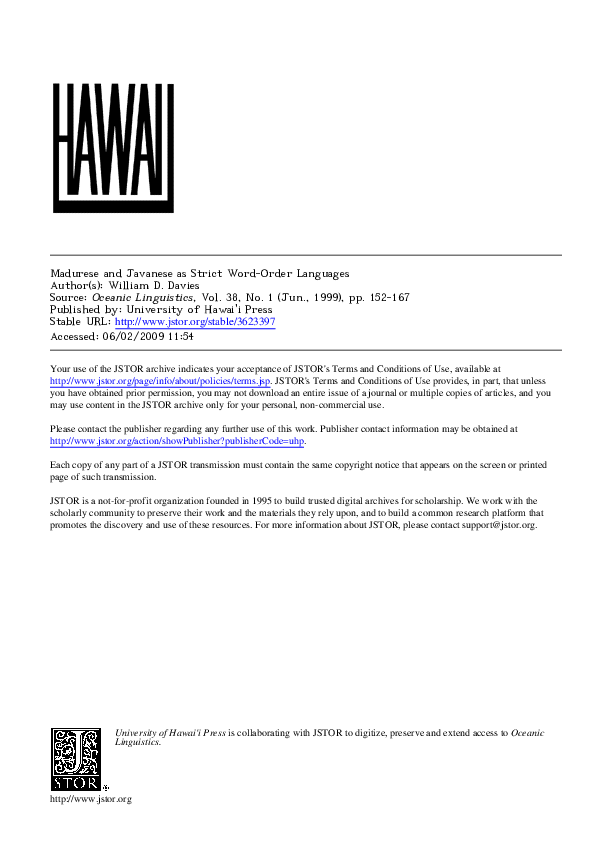 (PDF) Madurese and Javanese as strict word-order languages